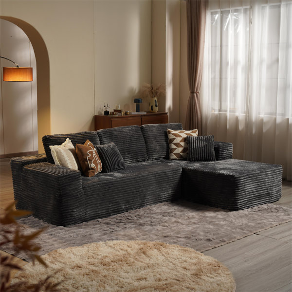 Latitude Run® 104" Cloud Sectional Couch With L-shape Chaise, No Assembly Required, Modern ...